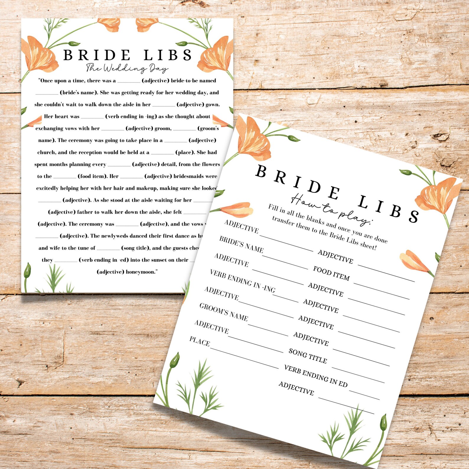 Mad Libs Bridal Shower Game, Printable How They Met Mad Libs, Modern ...