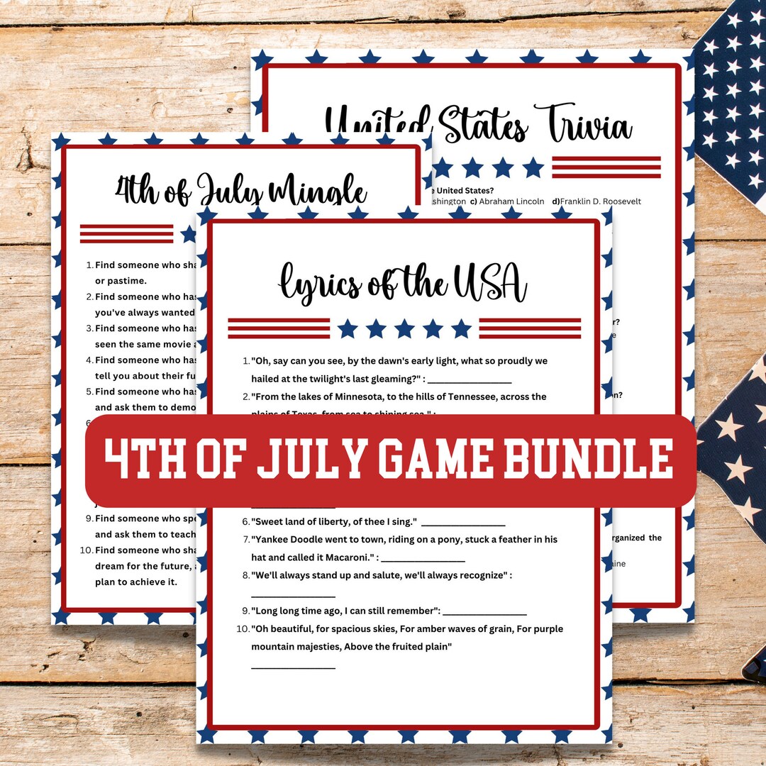 4th of July Games, 4th of July Game Bundle, Patriotic Games, American ...