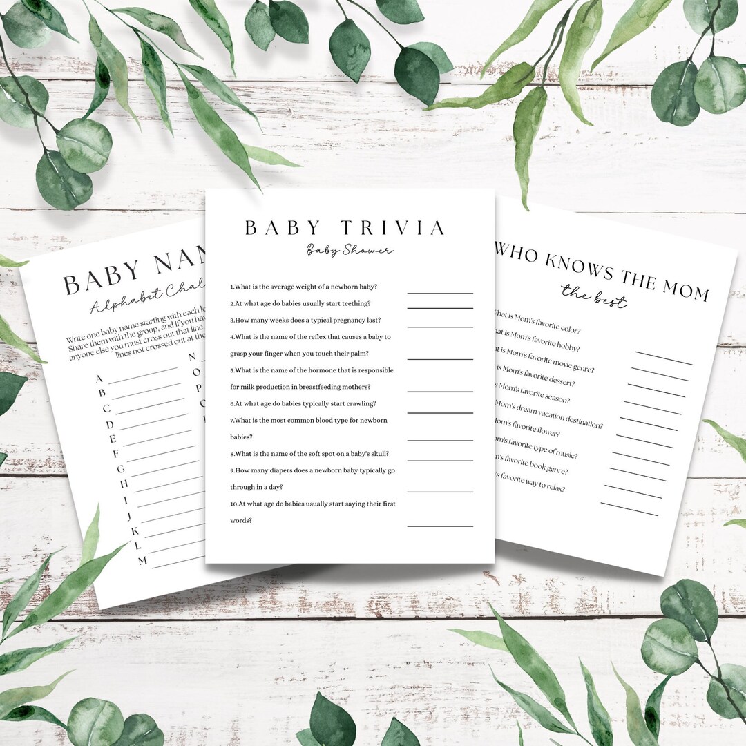 Modern Baby Shower Games,minimalist Baby Shower Game Bundle,modern Baby ...