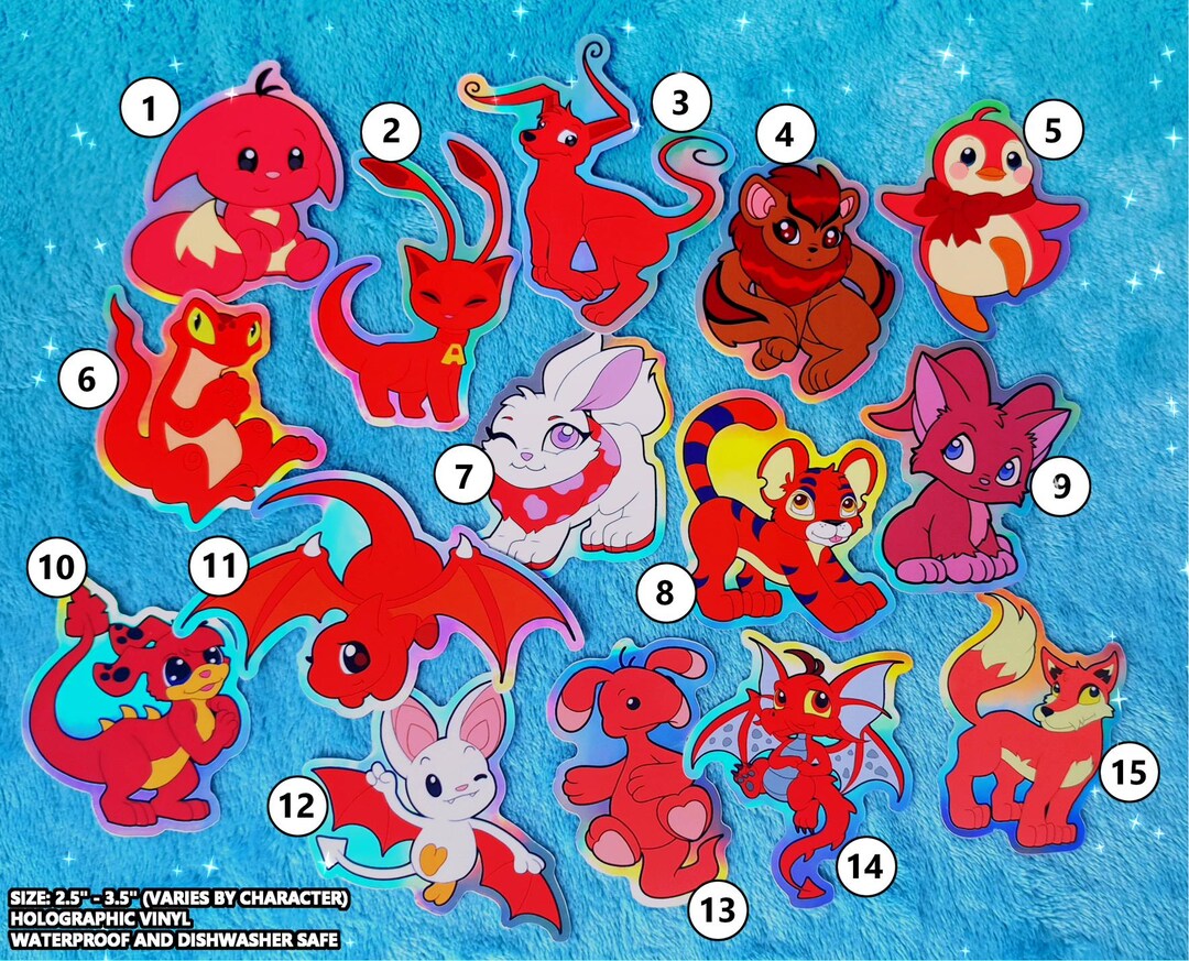 Red Neopets Holographic Stickers - Etsy