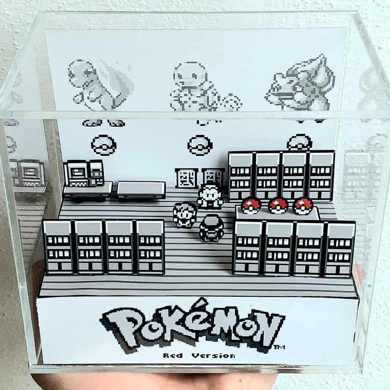 Pokemon Oak Lab Cube Diorama (3 Starters) - 3d Video Game - Gift for ...