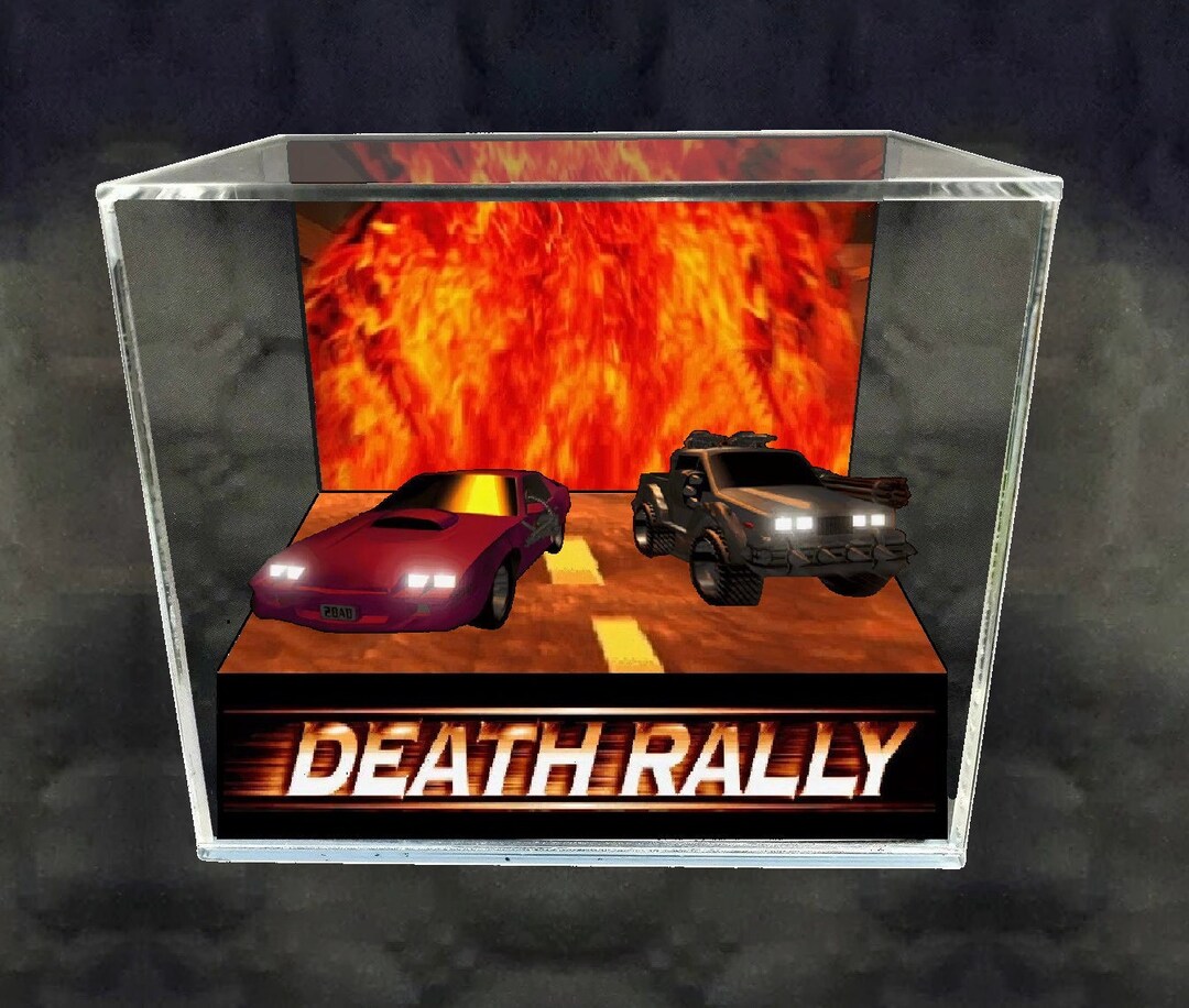 Death Rally Cube Diorama - 3D Videogame - Gift for Gamer - Shadow Box ...