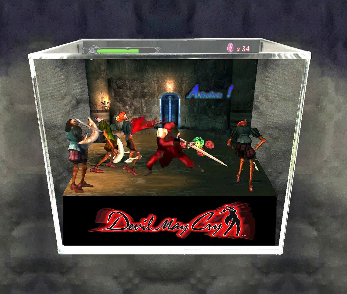Devil May Cry Cube Diorama - 3D Videogame - Gift for Gamer - Shadow Box ...