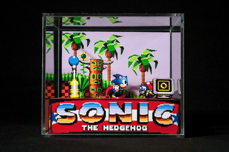 Sonic the Hedgehog Cube Diorama 3D Videogame Gift for | Etsy