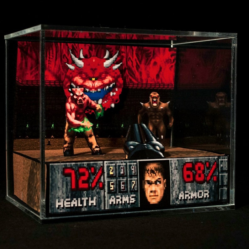 Doom Cube Diorama 3D Videogame Gift for Gamer Shadow Box | Etsy