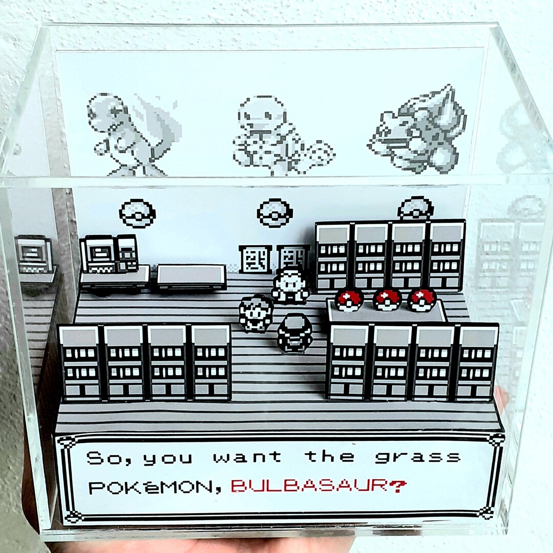 Pokemon Oak Lab Cube Diorama 3 Starters 3d Video Game Gift for Gamer ...