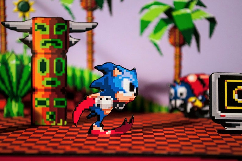 Sonic the Hedgehog Cube Diorama 3D Videogame Gift for | Etsy
