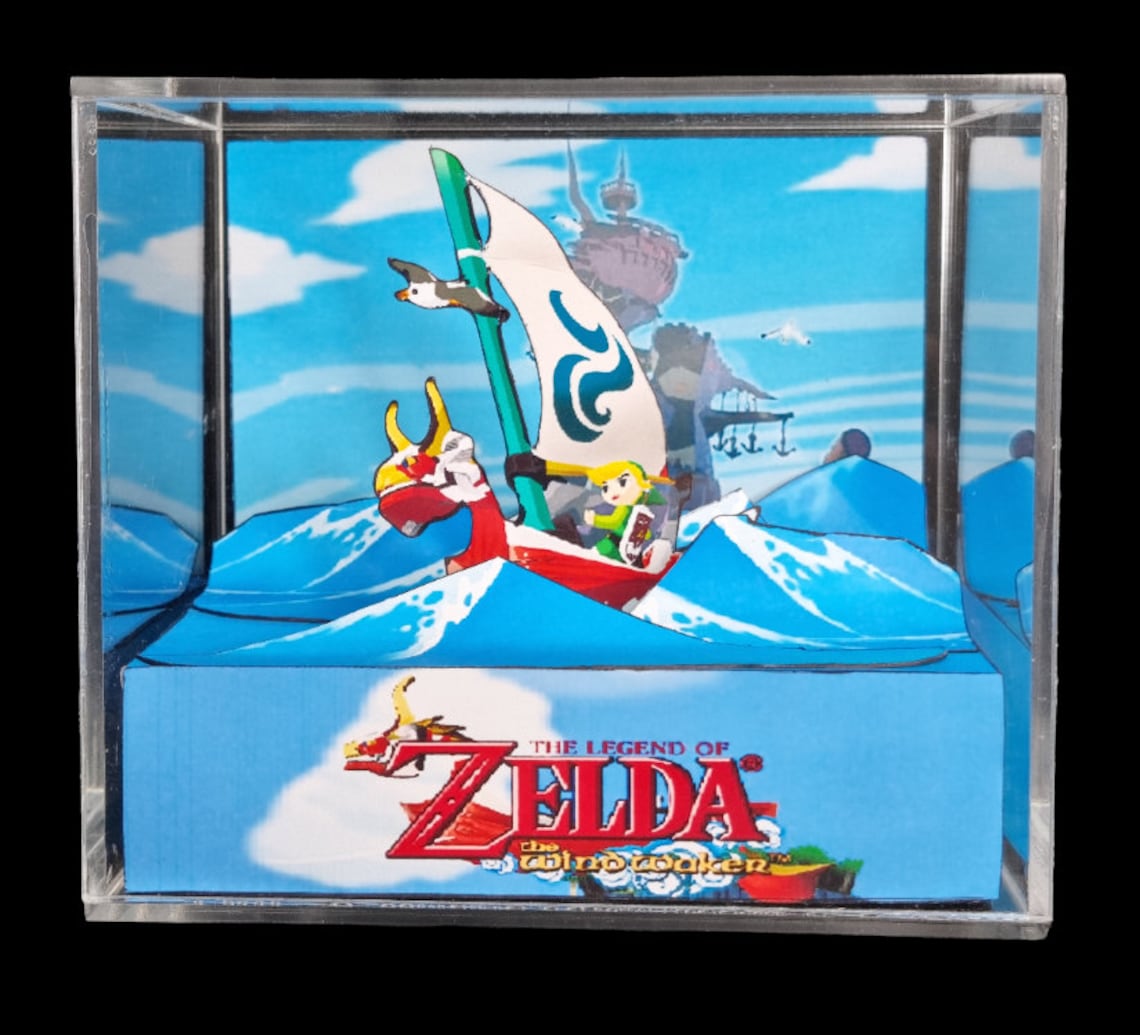 Zelda Wind Waker Cube Diorama - 3D Videogame - Gift for Gamer - Shadow ...