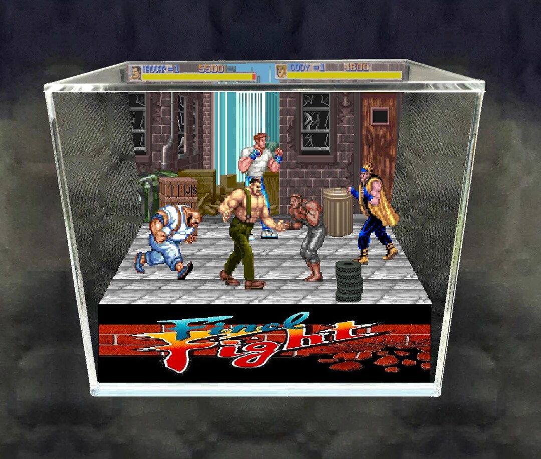 Final Fight Cube Diorama - 3D Videogame - Gift for Gamer - Shadow Box ...