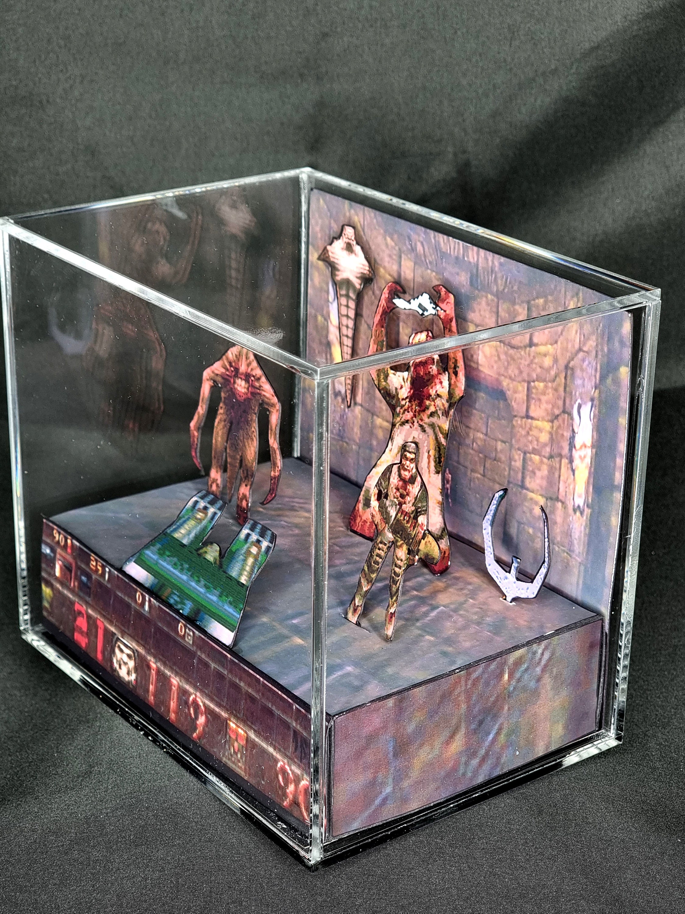 Quake Cube Diorama - 3D Videogame - Gift for Gamer - Shadow Box ...