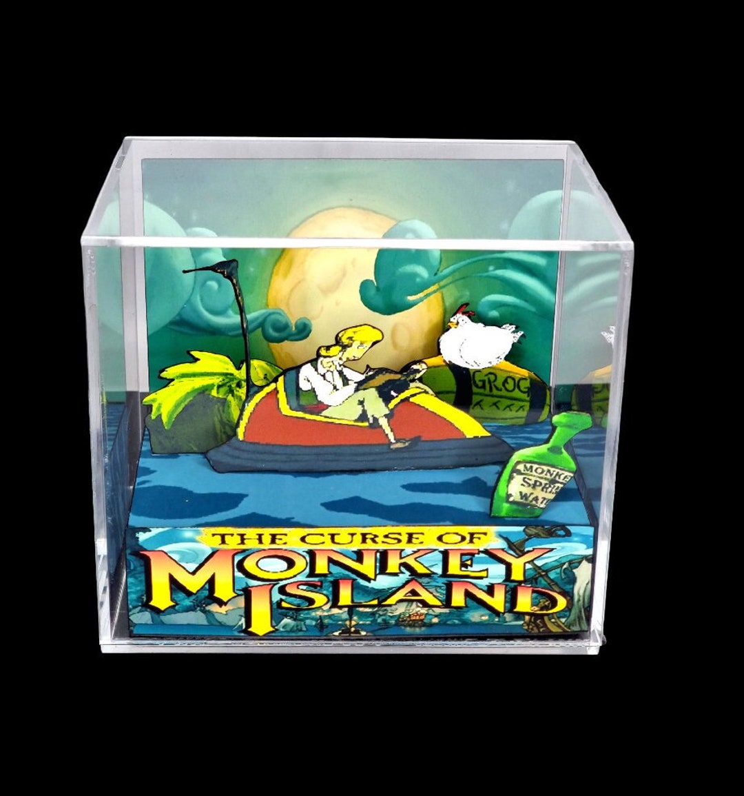 Monkey Island Cube Diorama - 3D Videogame - Gift for Gamer - Shadow Box ...