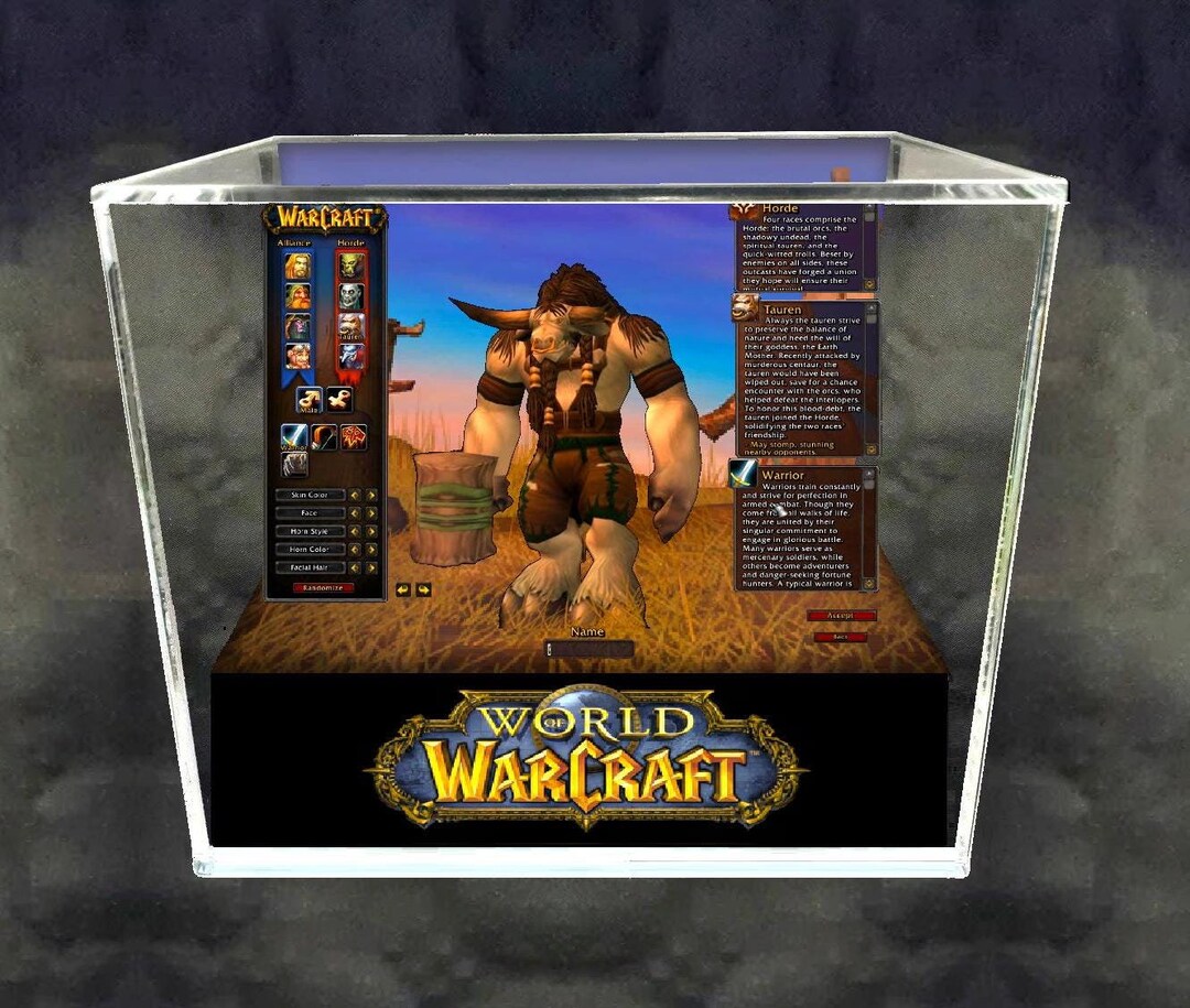 World of Warcraft Character Creation - Cube Diorama - 3D Videogame - Gift for Gamer - Shadow Box ...