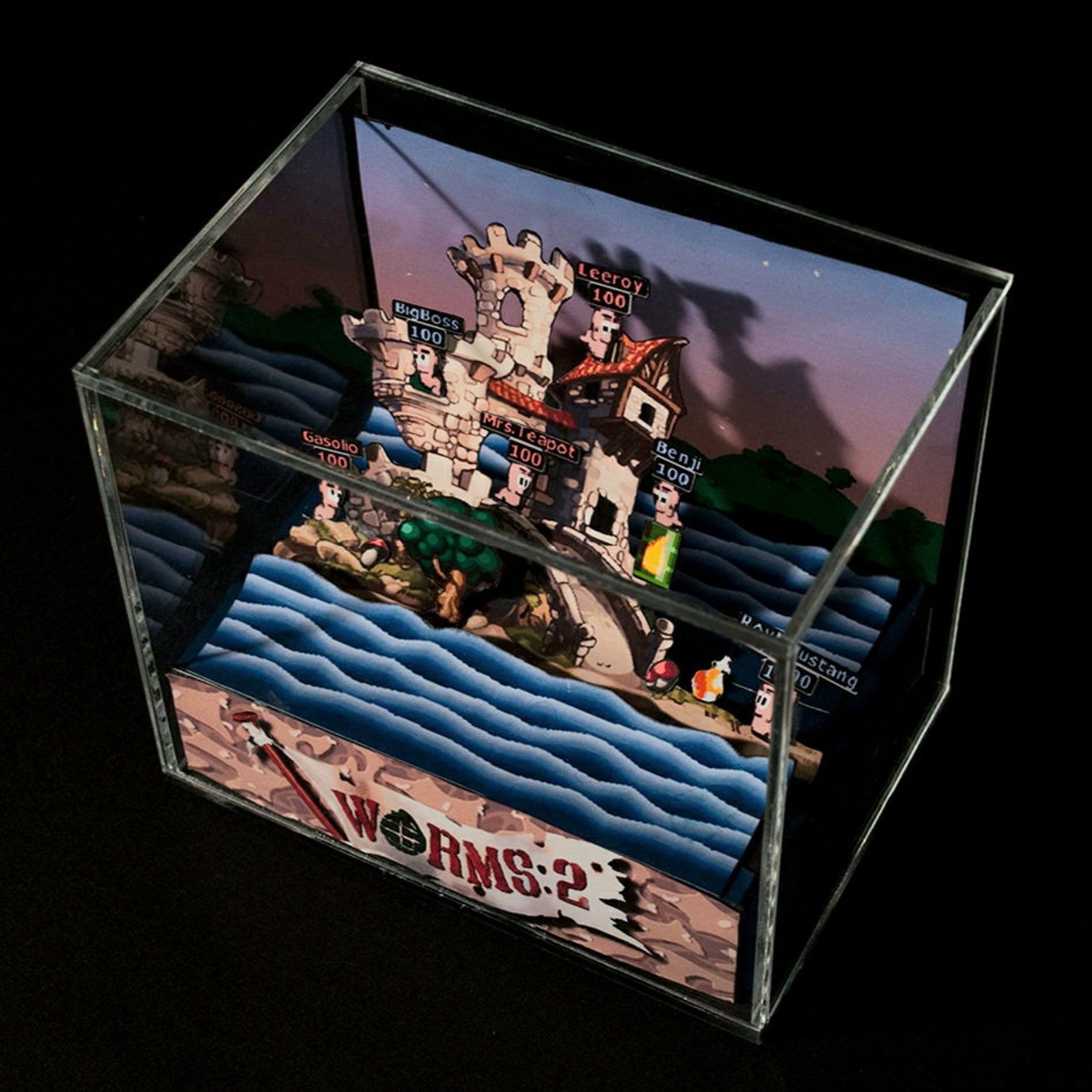 Worms 2 Cube Diorama 3D Videogame Gift for Gamer Shadow - Etsy