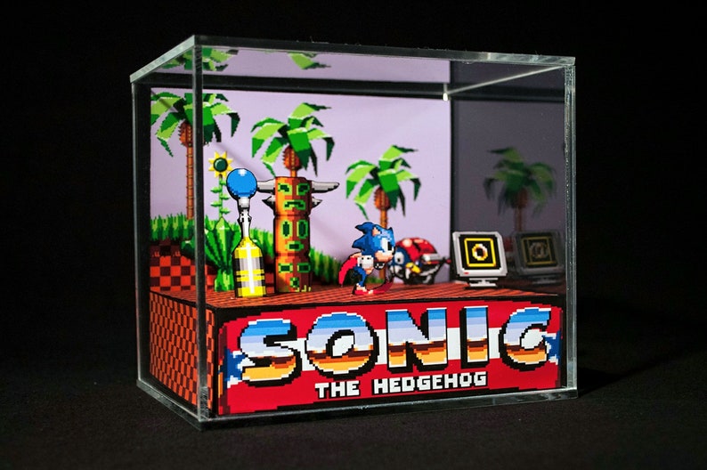 Sonic the Hedgehog Cube Diorama 3D Videogame Gift for | Etsy