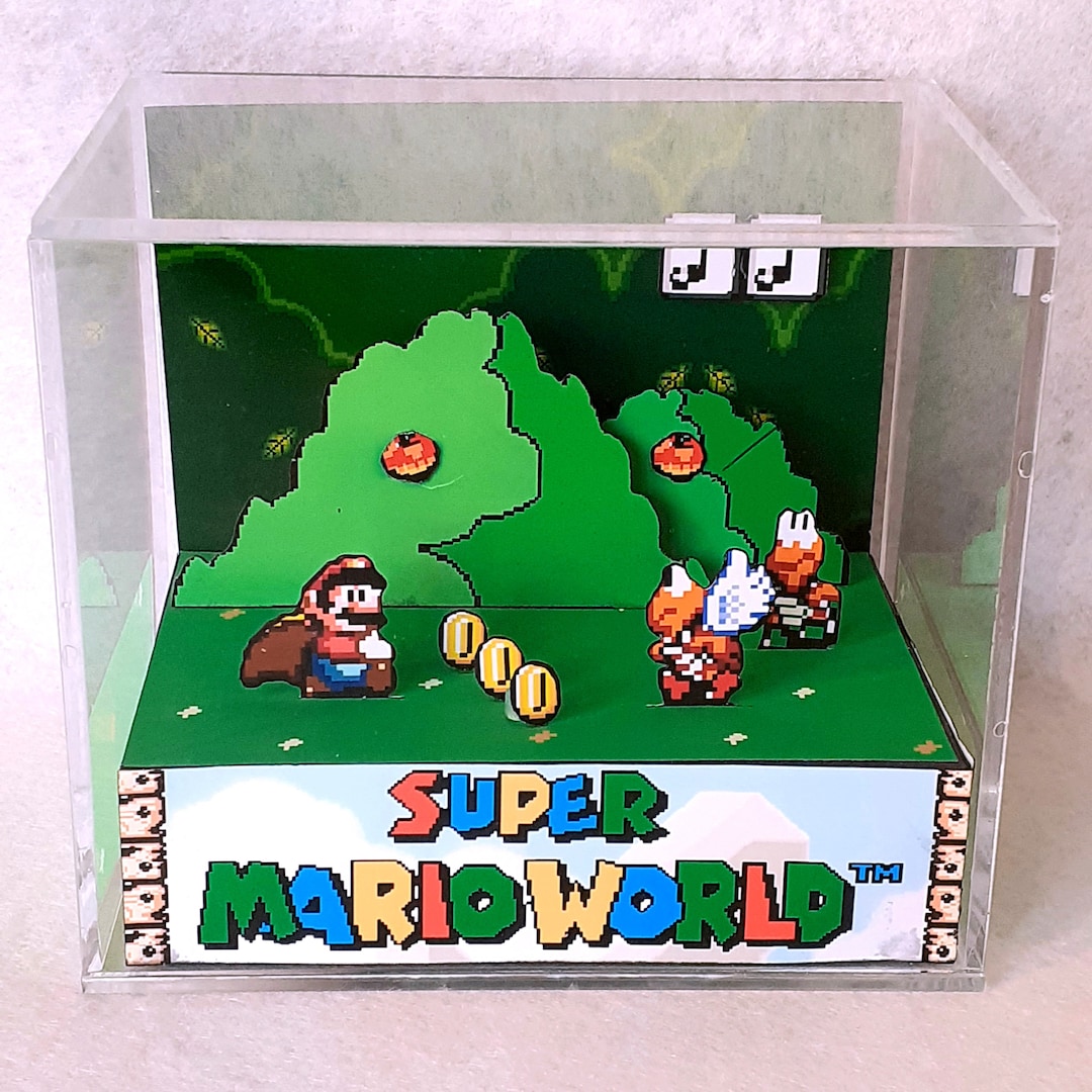 Super Mario World Cube Diorama - 3D Videogame - Gift for Gamer - Shadow ...