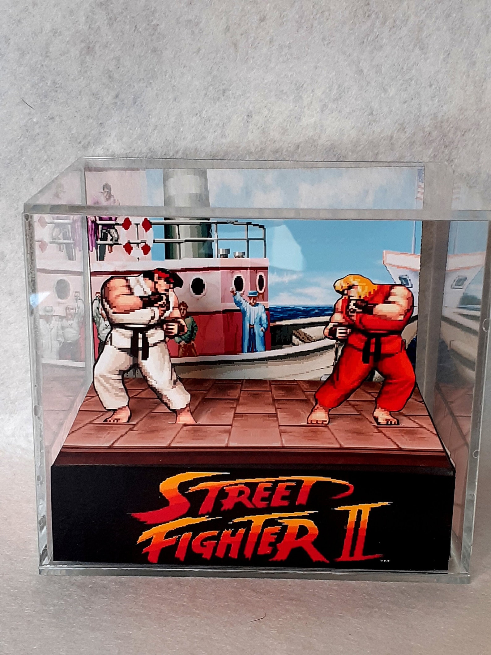 Street Fighter 2 Cube Diorama - 3D Videogame - Gift for Gamer - Shadow ...