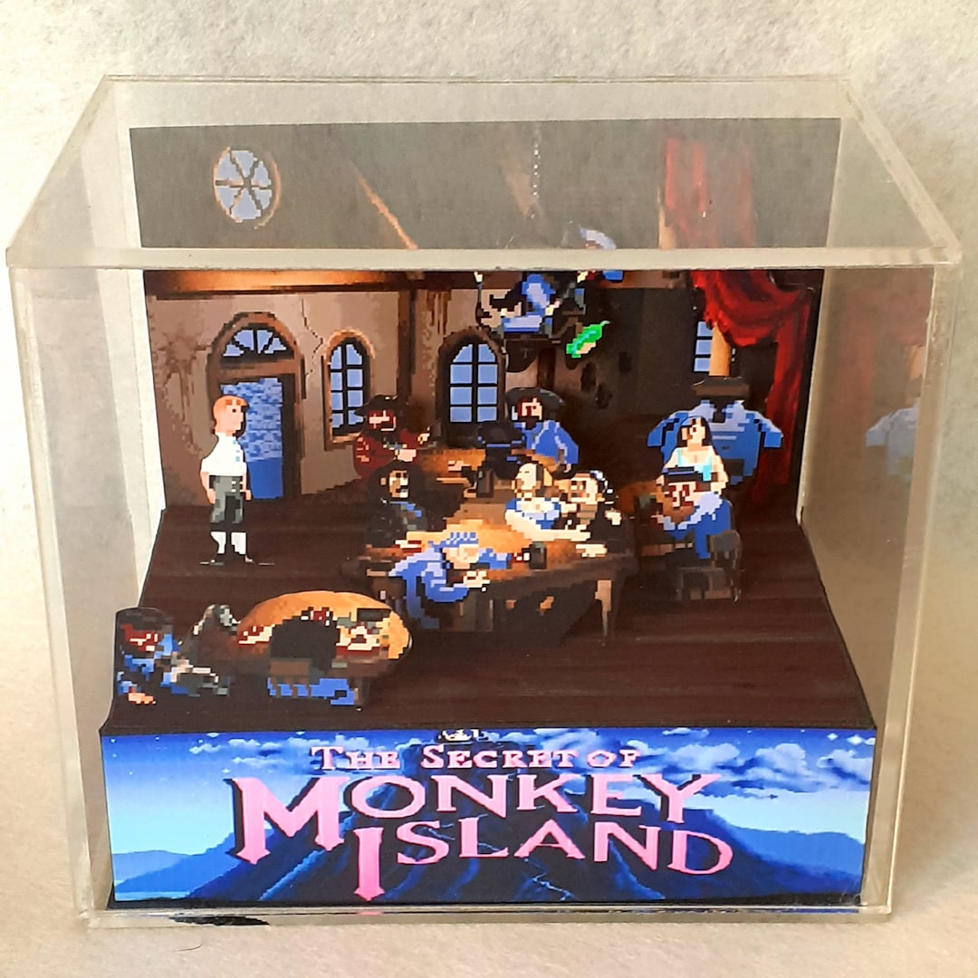 Monkey Island Cube Diorama - 3D Videogame - Gift for Gamer - Shadow Box ...