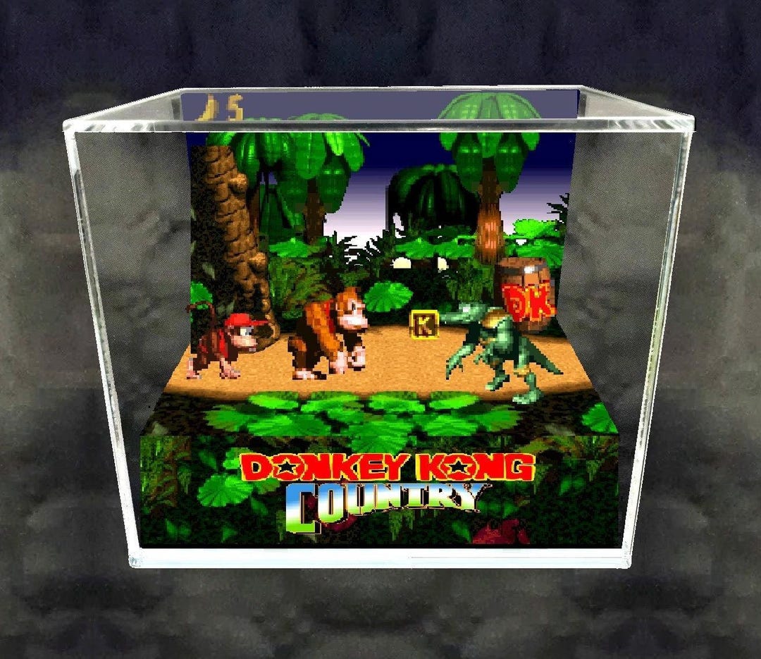 Donkey Kong Cube Diorama - 3D Videogame - Gift for Gamer - Shadow Box ...