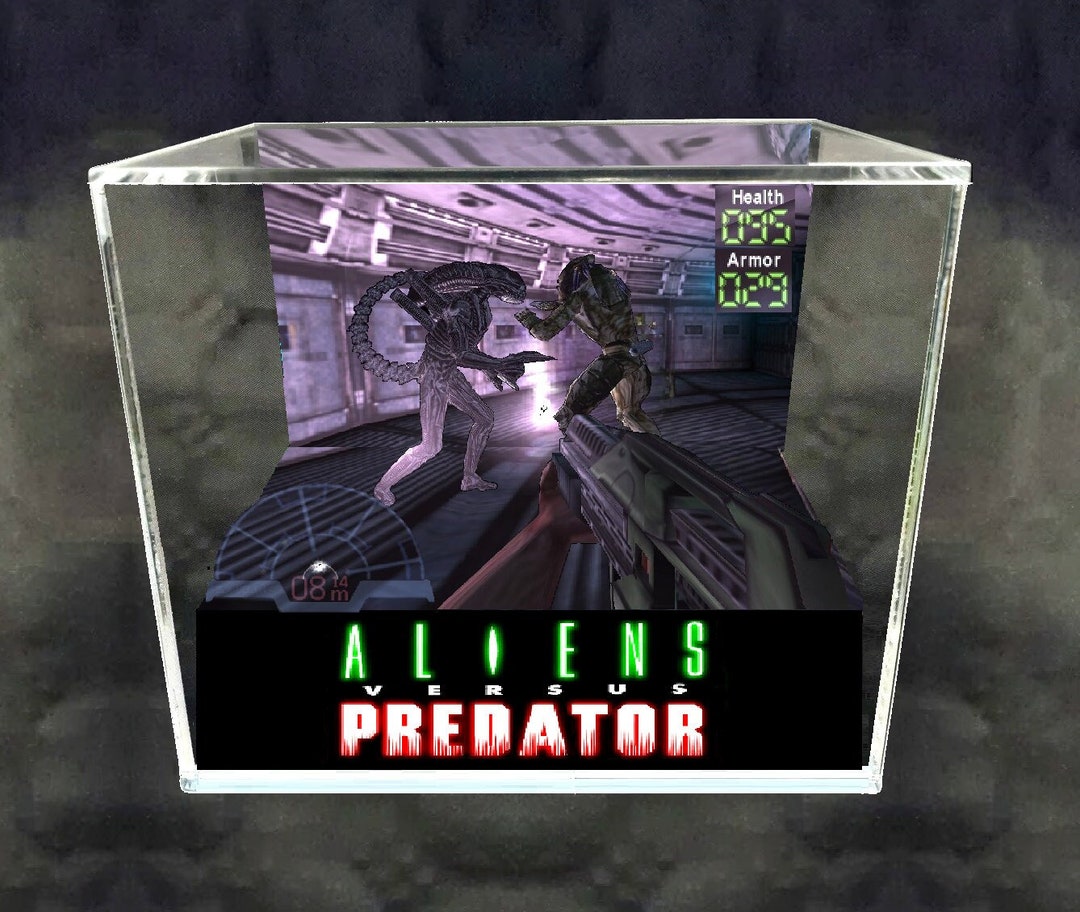 Aliens Vs Predators Cube Diorama - 3D Videogame - Gift for Gamer ...
