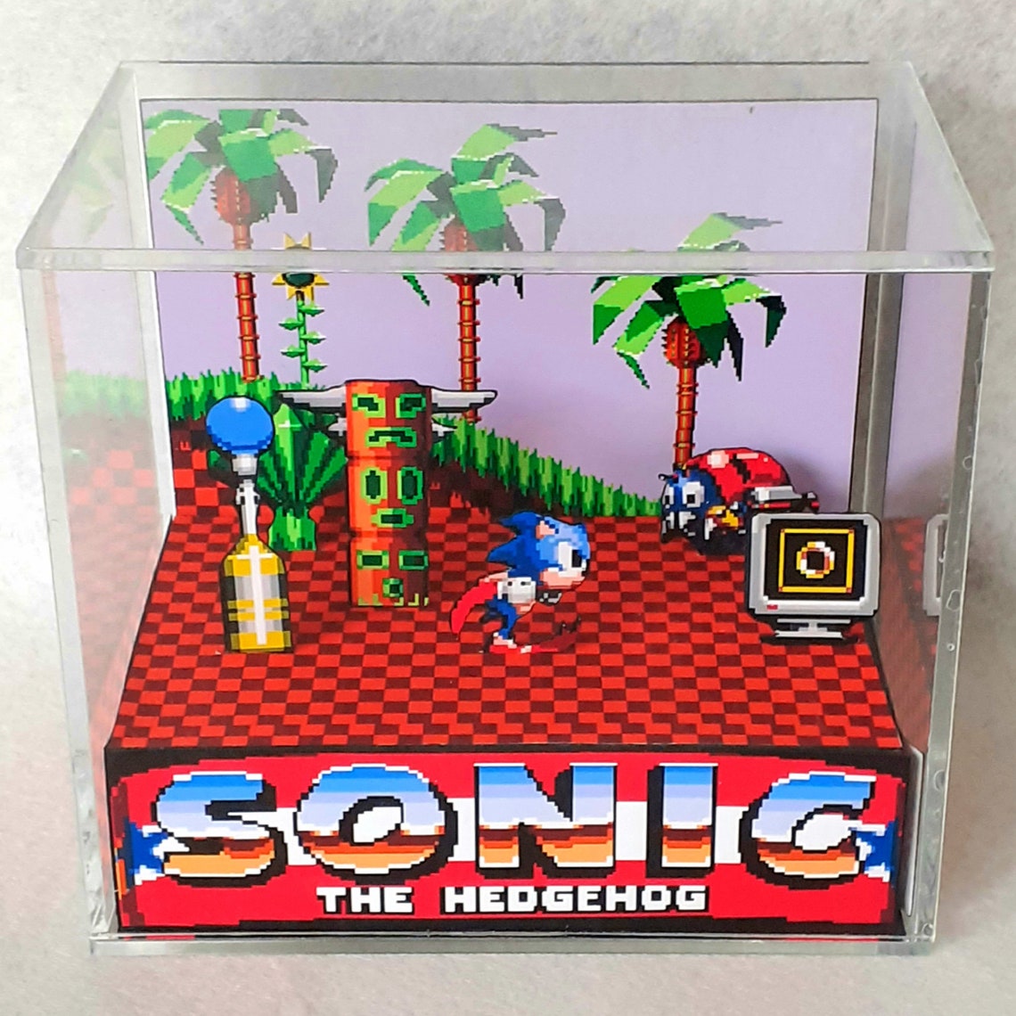 Sonic the Hedgehog Cube Diorama 3D Videogame Gift for - Etsy Nederland