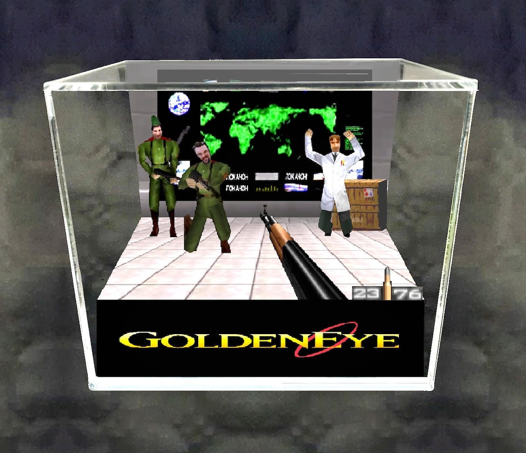 Goldeneye Cube Diorama 3D Videogame Gift for Gamer Shadow Box Miniature ...
