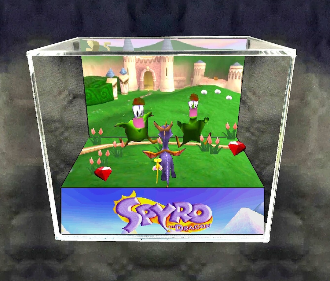 Spyro the Dragon Cube Diorama - 3D Videogame - Gift for Gamer - Shadow ...