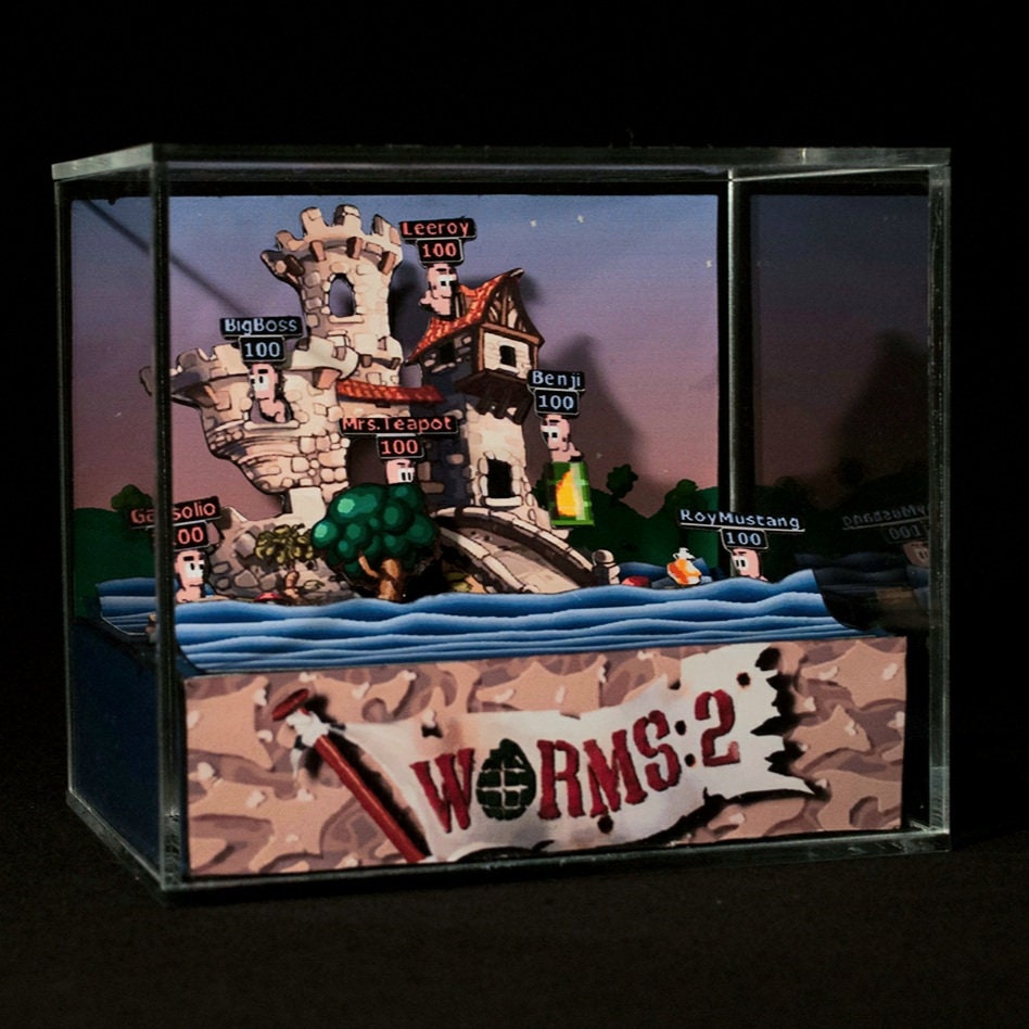 Worms 2 Cube Diorama 3D Videogame Gift for Gamer Shadow - Etsy