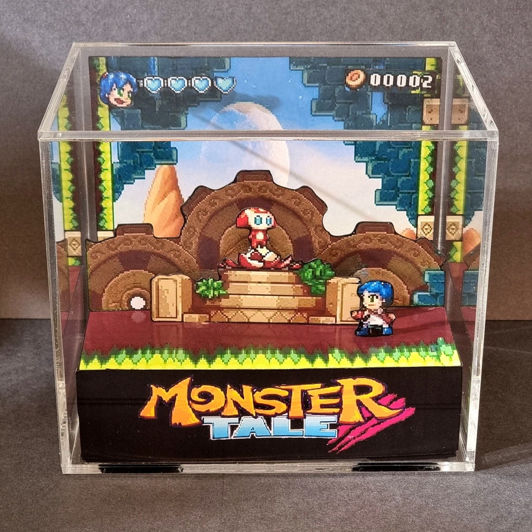 Monster Tale Cube Diorama - 3D Videogame - Gift for Gamer - Shadow Box ...