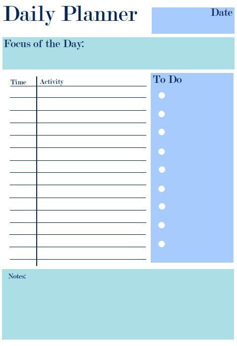 Daily Planner Journal Printable PDF Undated With To-do List and focus ...