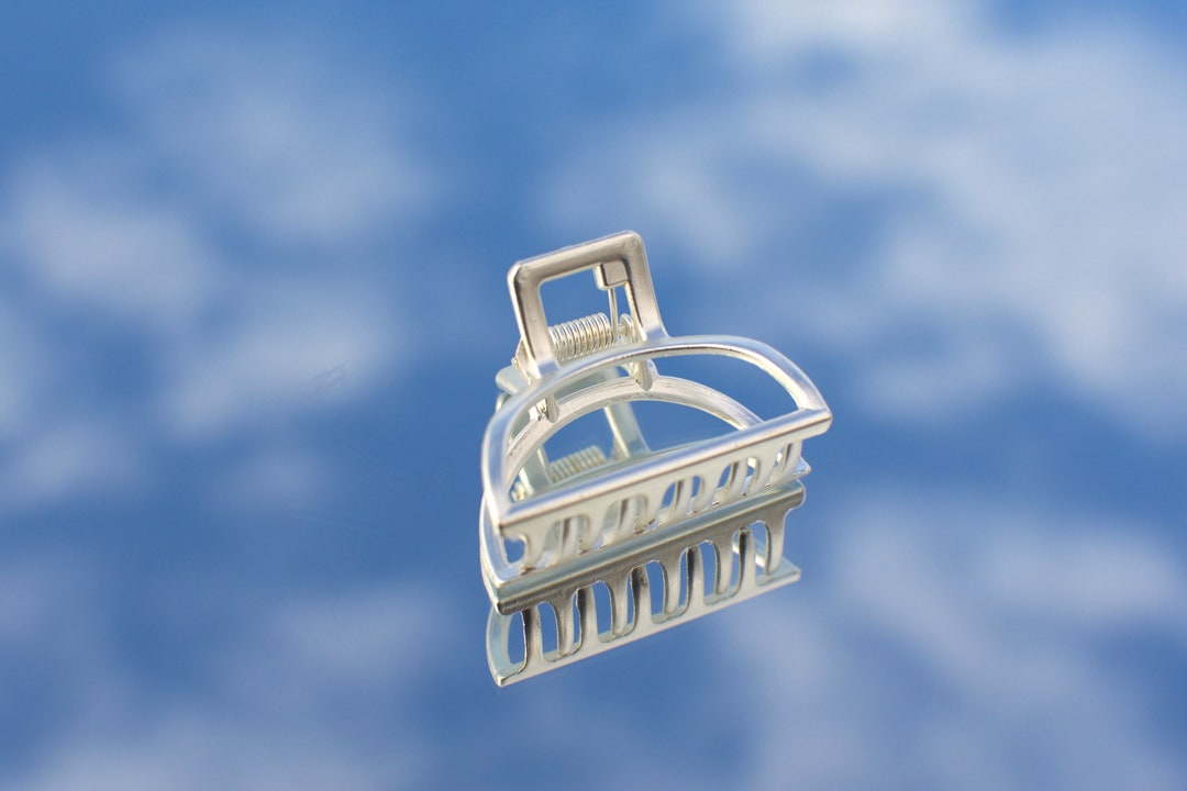 Small Mini Metal Moon Hair Clip Matte Silver, Hair Claw Clip, Metal ...