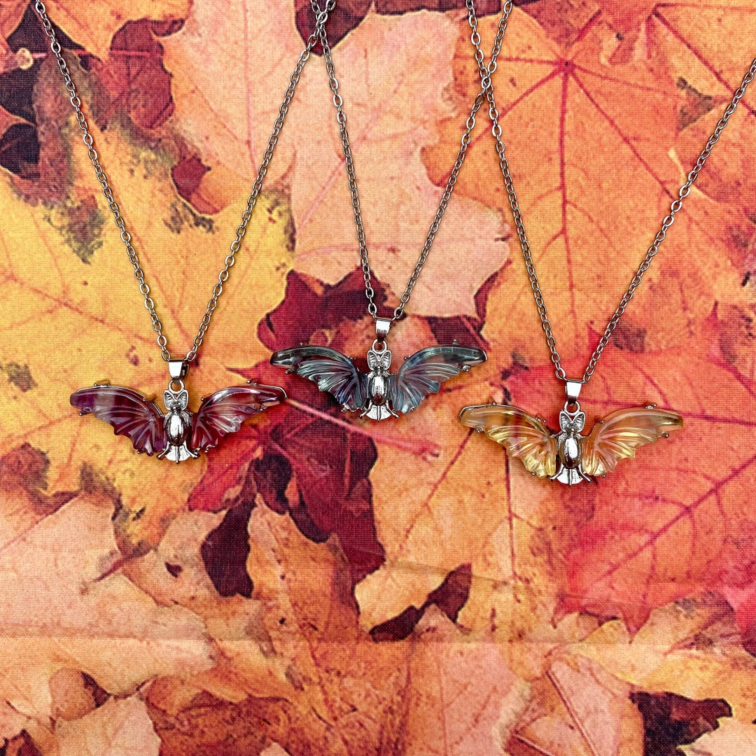 Fluorite Bat Necklaces - Etsy
