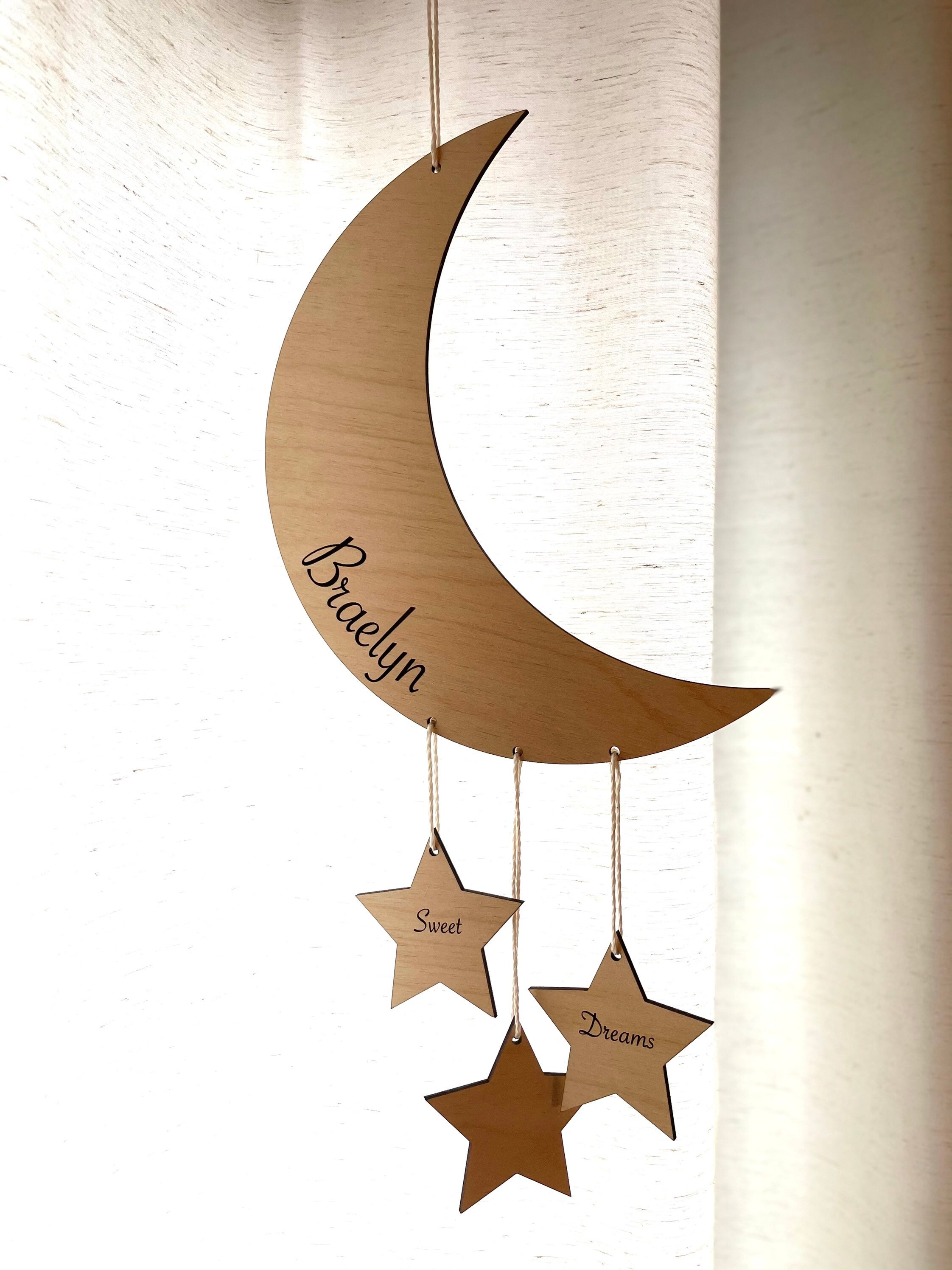 Personalized Moon and Stars Name Sign Baby Nursery Mobile | Etsy