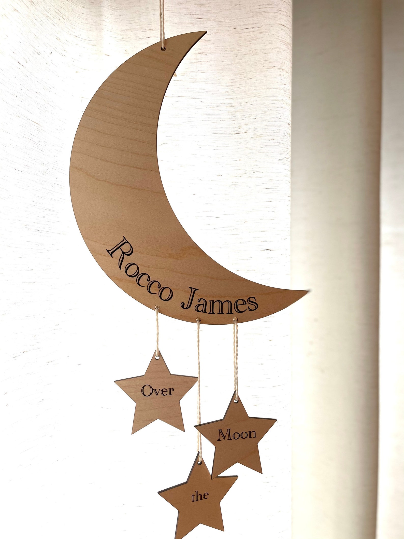 Personalized Moon and Stars Name Sign Baby Nursery Mobile | Etsy