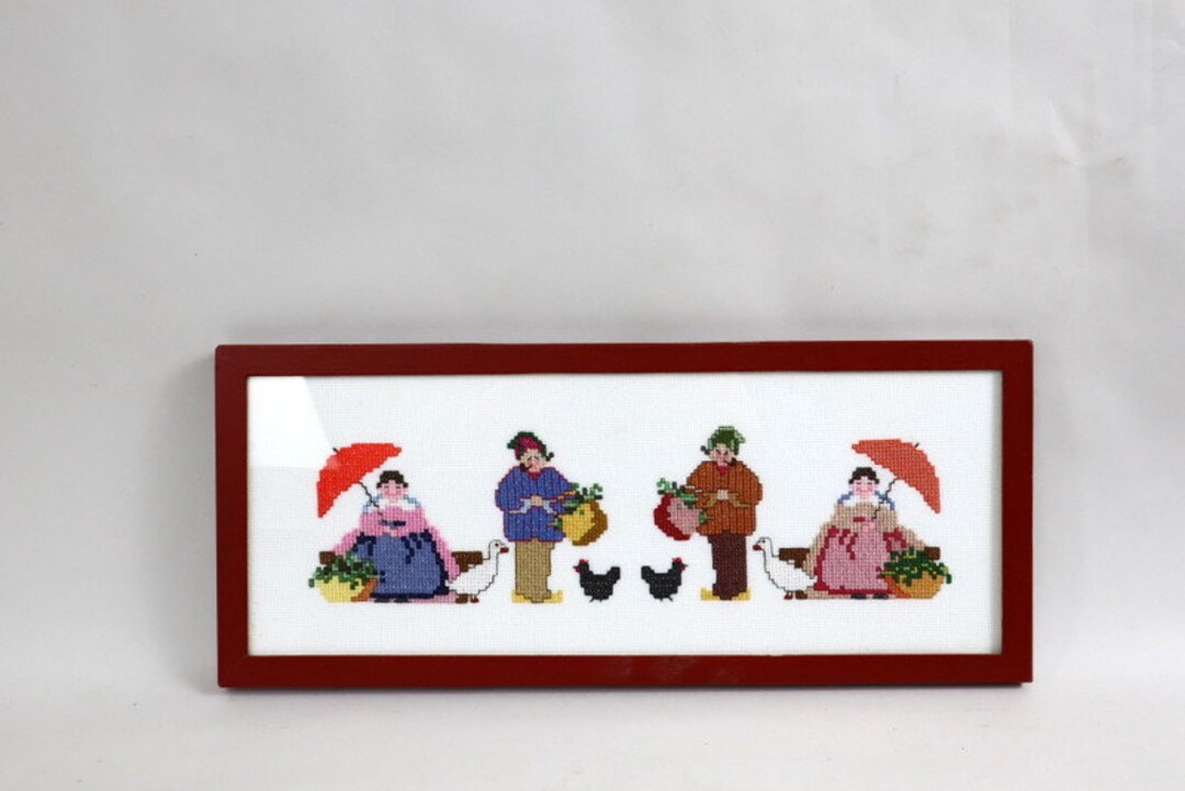 Hand Embroidered Painting in Wooden Frame With Glass - Etsy