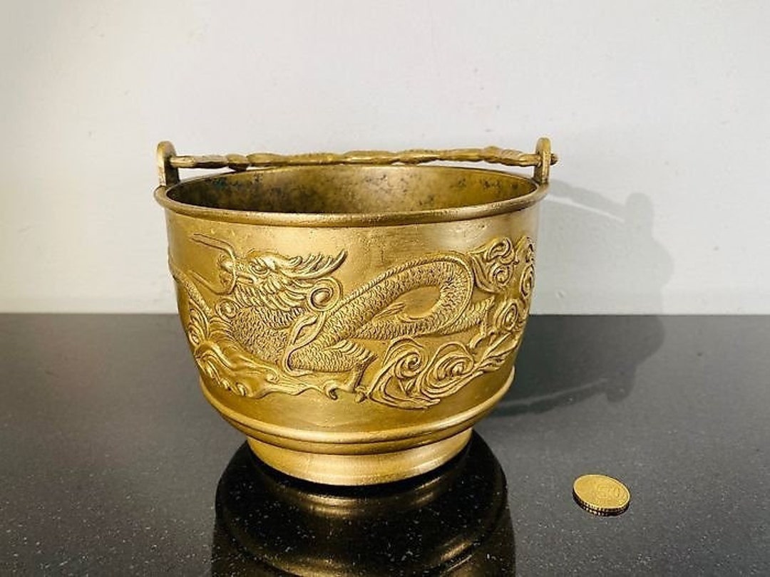 Antique Chinese Copper dragon Pot With Handle, - Etsy