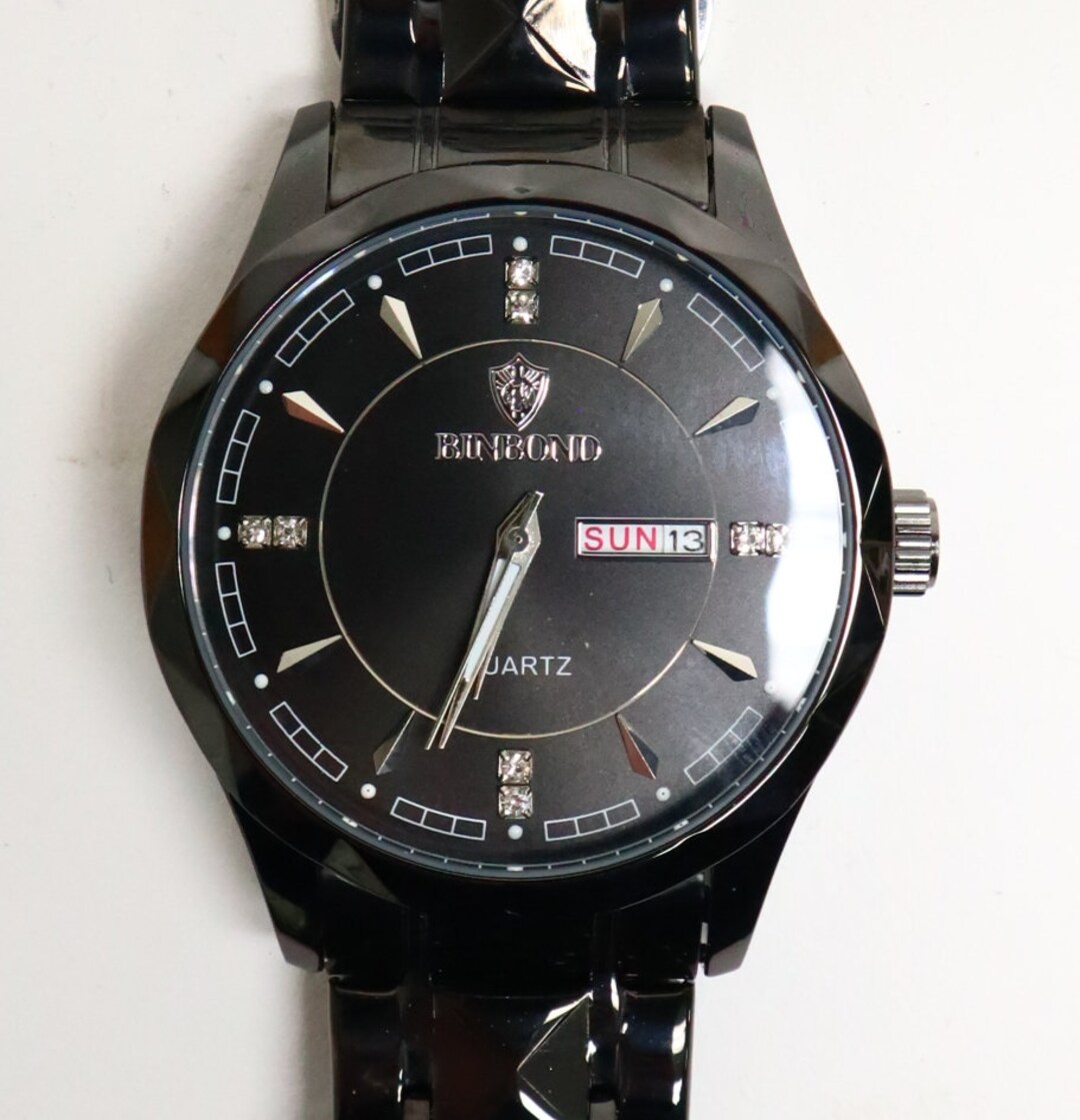BINBOND Men's Quartz Wristwatch Black Metal, as Good as New / Unused - Etsy