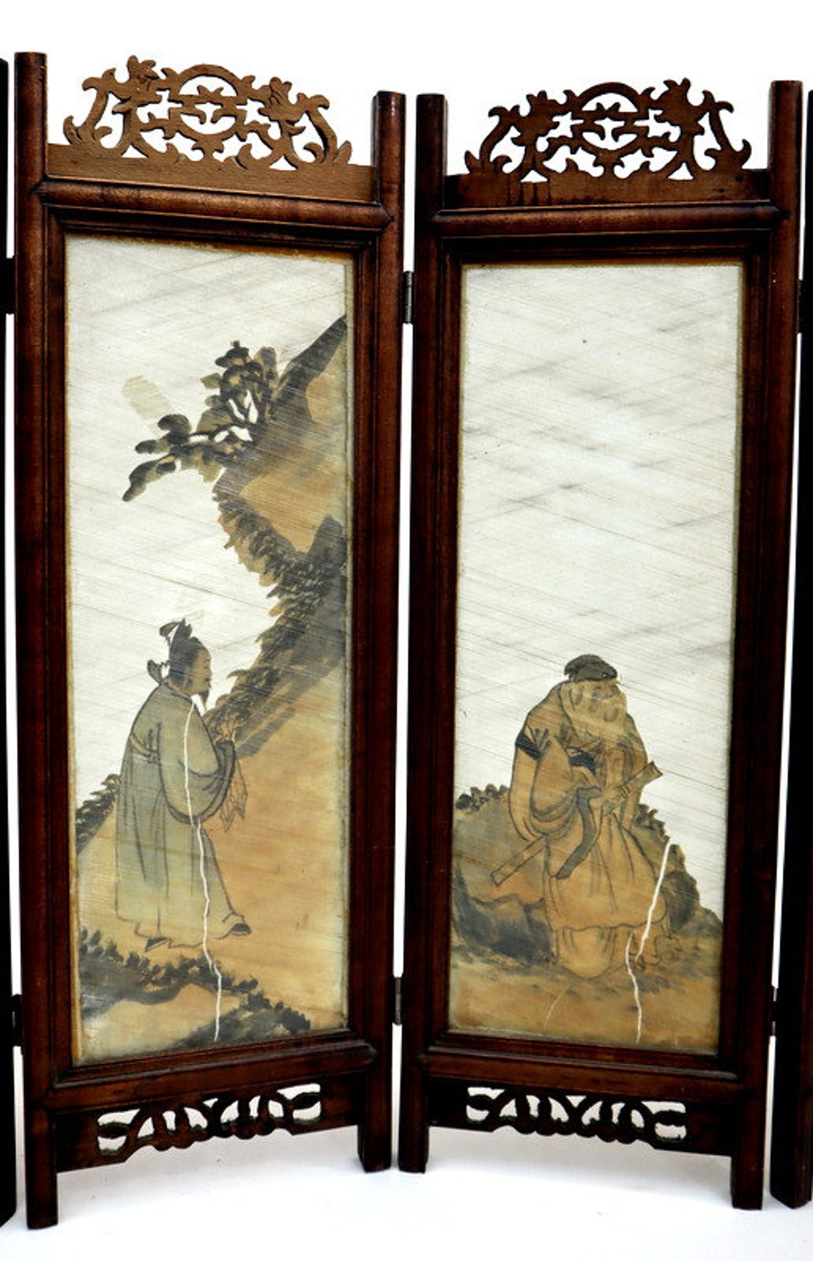 Antique Chinese Eight-stroke Wooden Table Screen With Clamped - Etsy