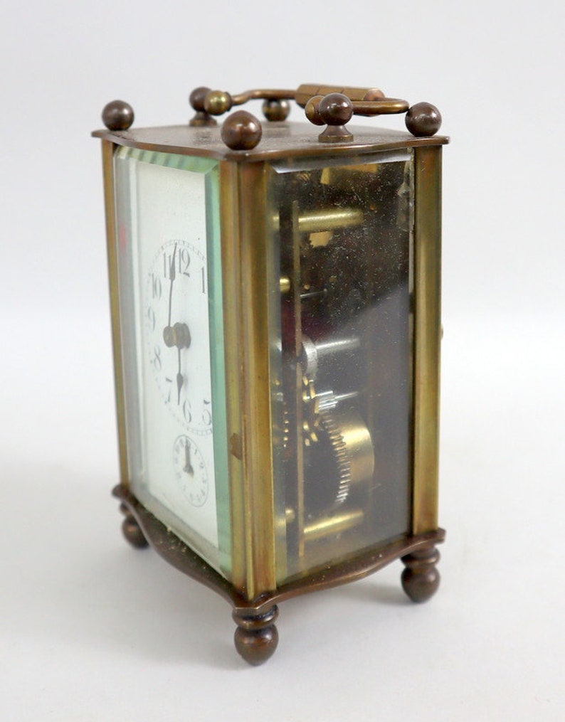 Antique Travel Clock With Alarm Function. Bronze Fixture. | Etsy