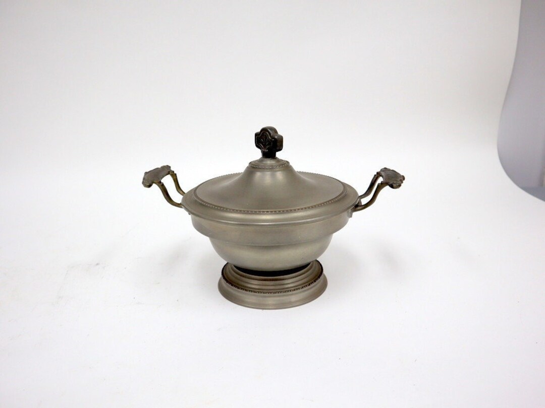 Antique Pewter Serving Dish With Decorated Lid - Etsy