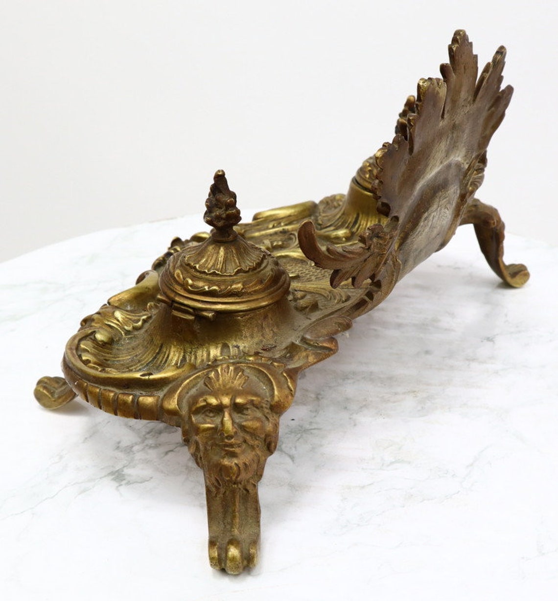 Antique Bronze Desk Ink Set - Etsy