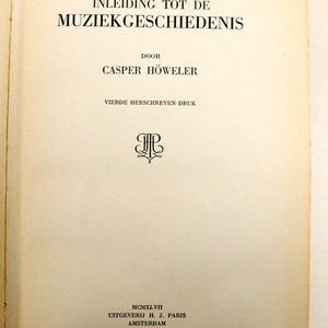 Antique Music Book introduction to Music History Casper Howeler. - Etsy