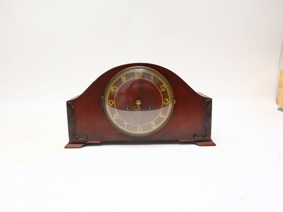 Antique Oak Mantel Clock With Clockwork - Etsy UK