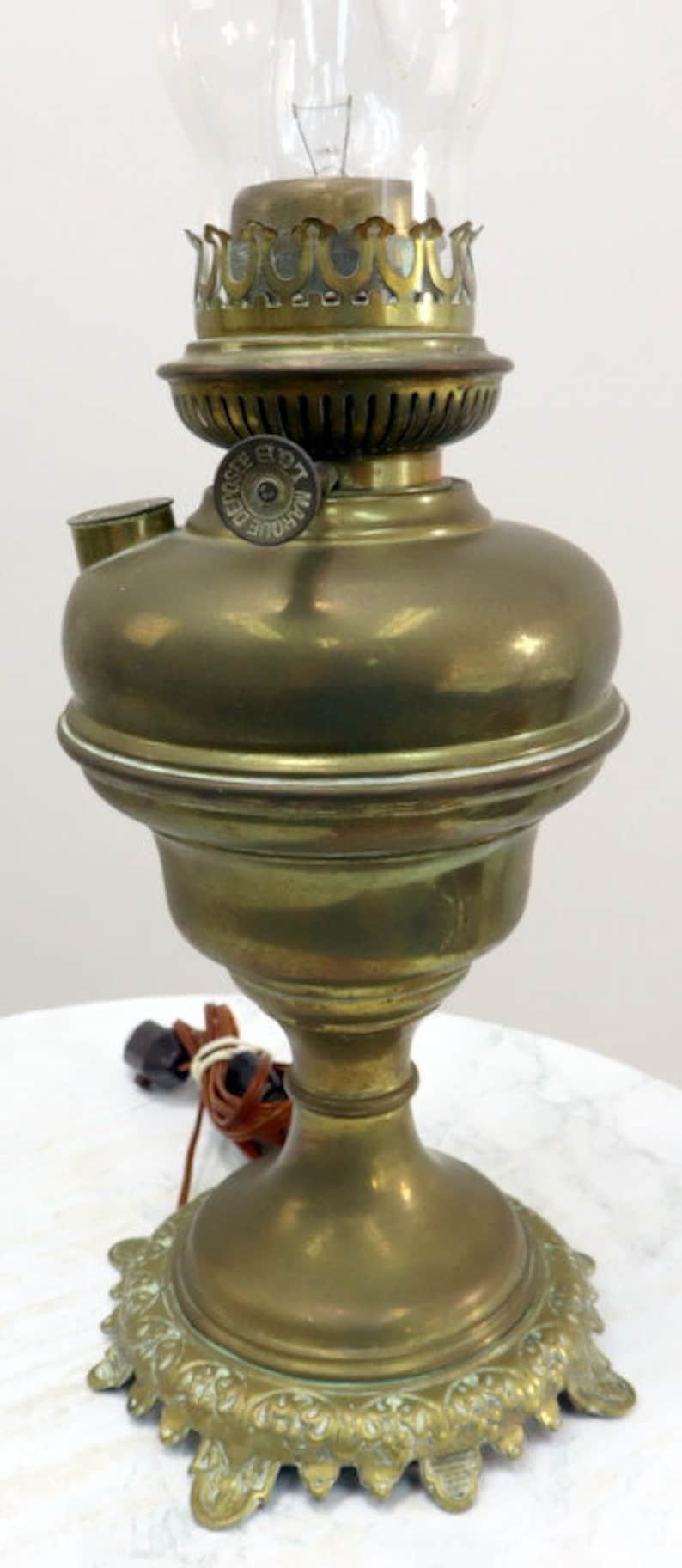 Electricized Antique Oil Lamp With Wind Glass - Etsy