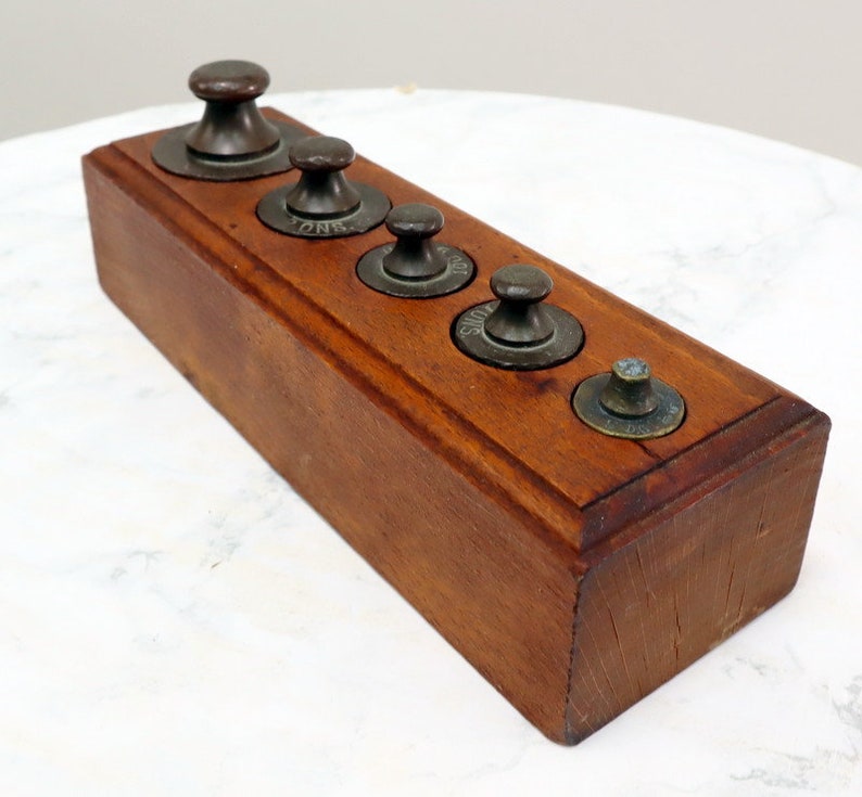 Antique Weight Block With 5 Braas Weights - Etsy