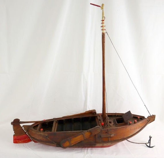 Handmade Antique Model Boat hoogaars Th64 Wood - Etsy