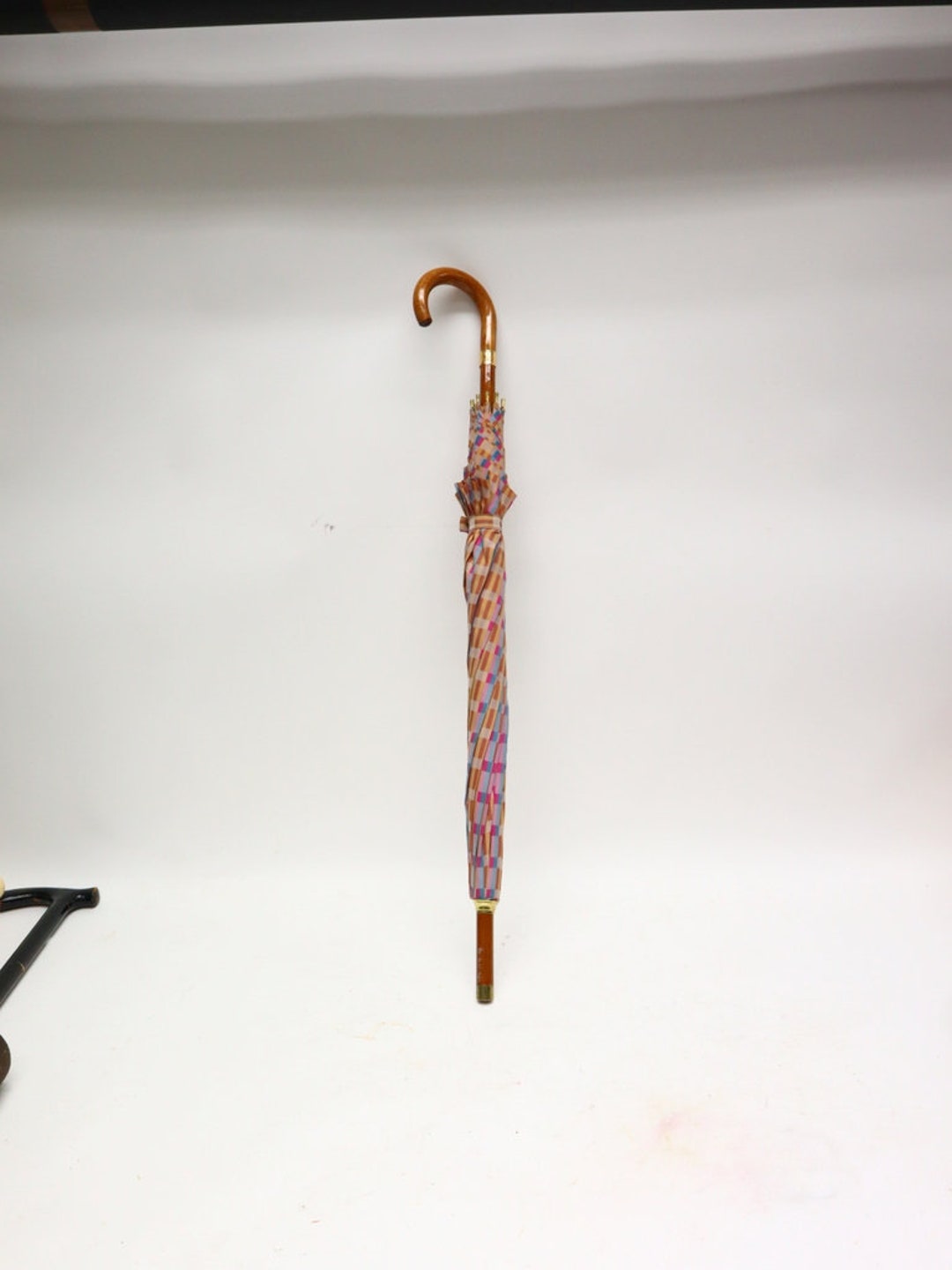 Vintage Umbrella With Wooden Handle - Etsy