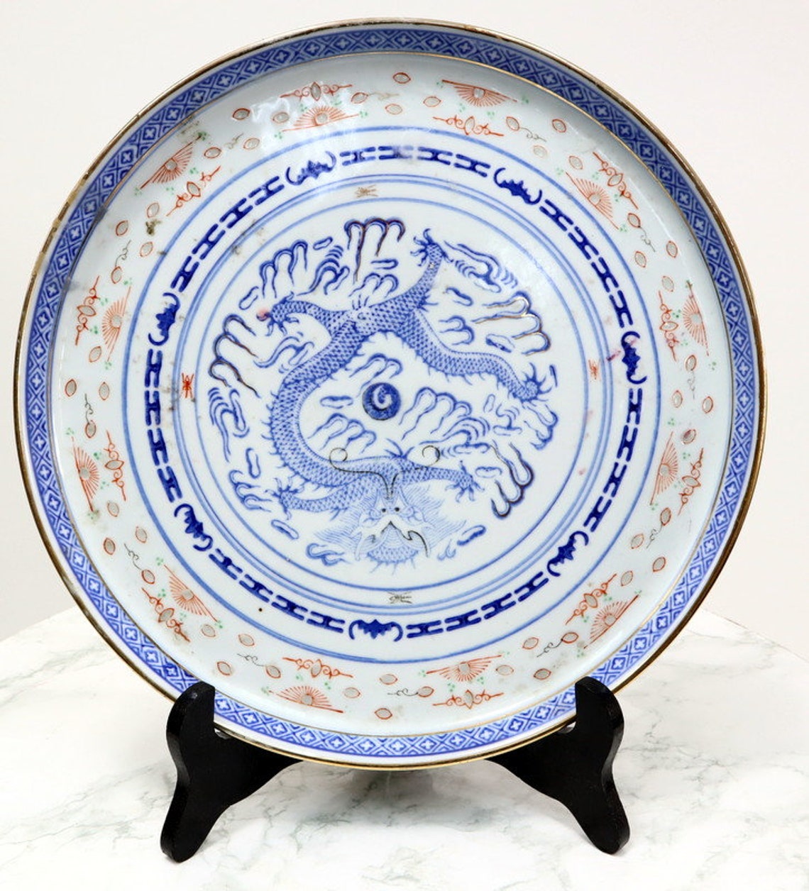 Antique Chinese Hand Painted a Dragon. - Etsy