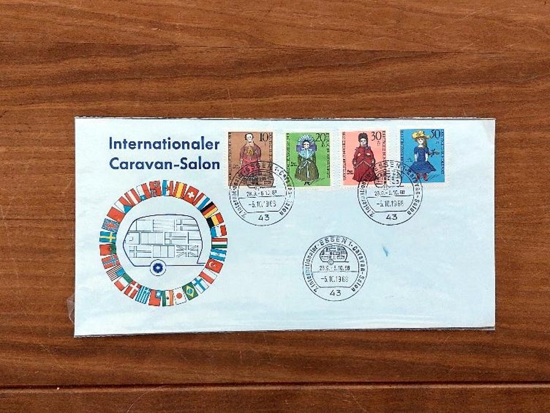 Internationaler Caravan-salon 1968 Envelope With Used Stamps, Retro ...