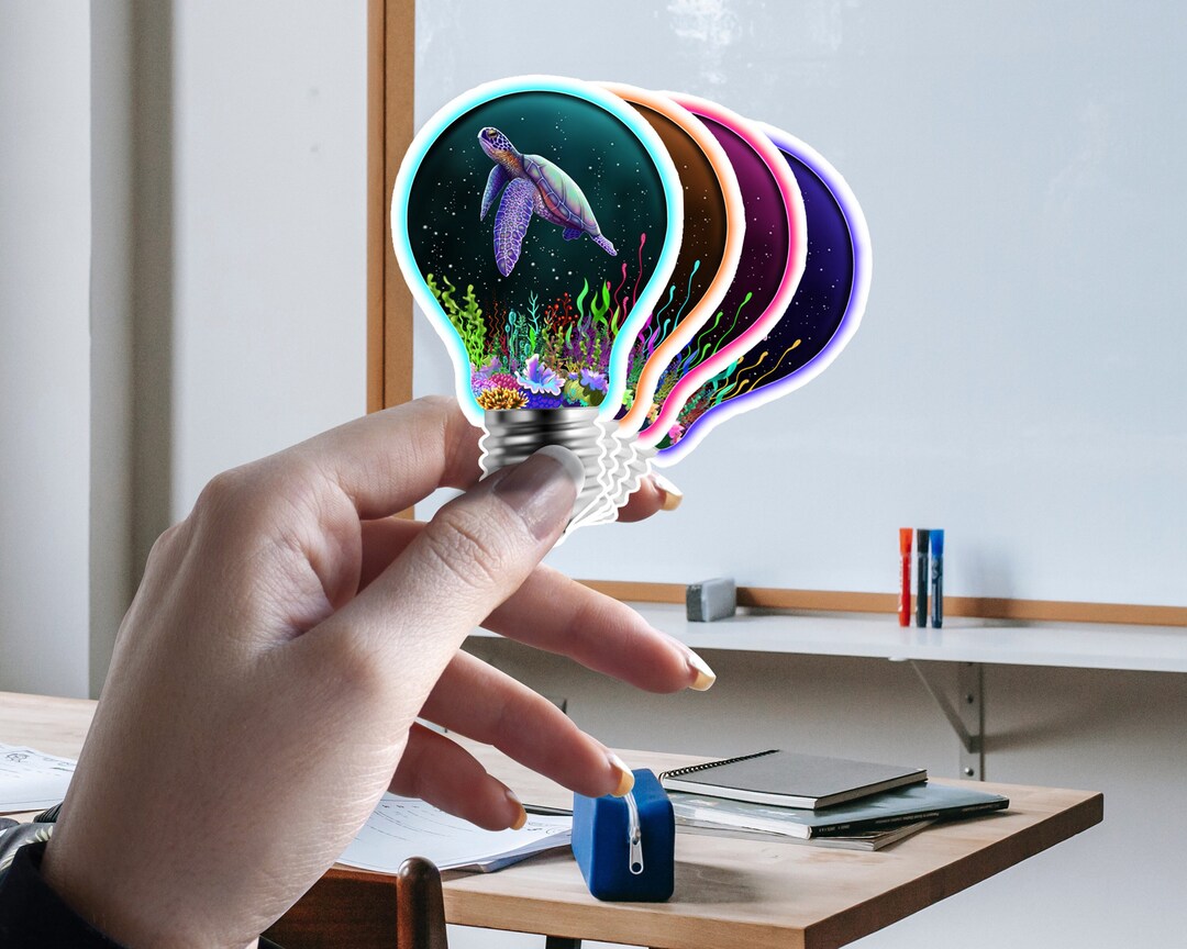 Trippy Turtle in a Light Bulb Sticker for All Types of Surfaces - Etsy