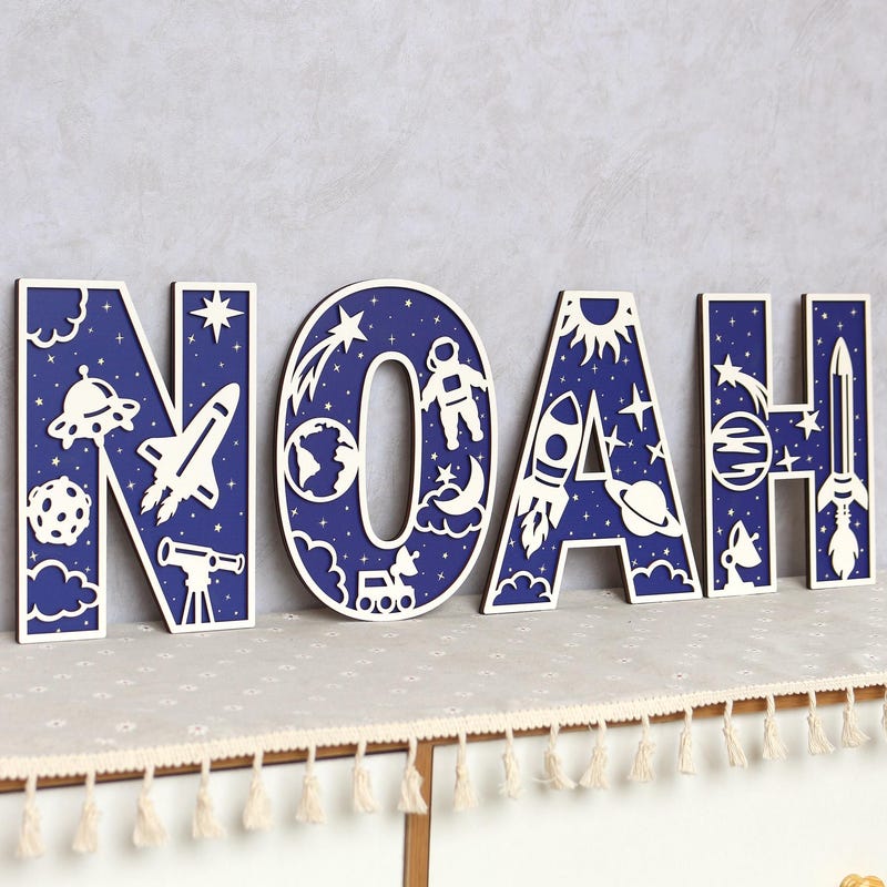 Wooden Space Themed Letters - Etsy
